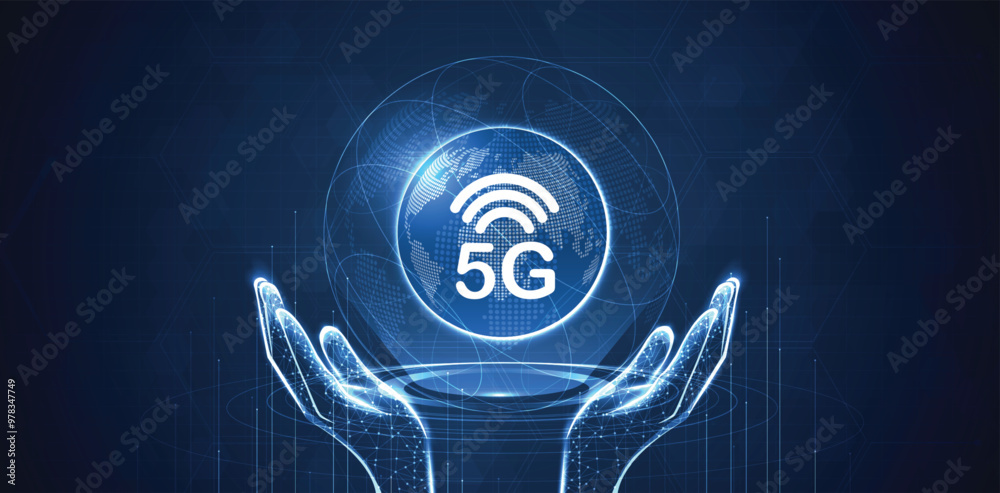 5G network wireless systems and internet technology concept. smart city ...