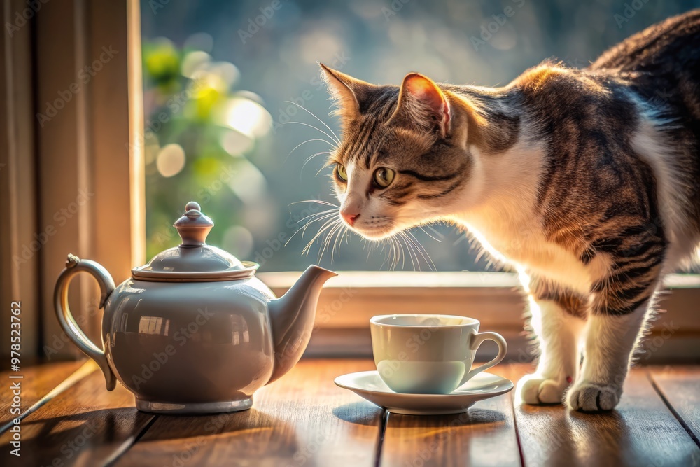 The cat's determination is evident as it tilts its head and applies ...