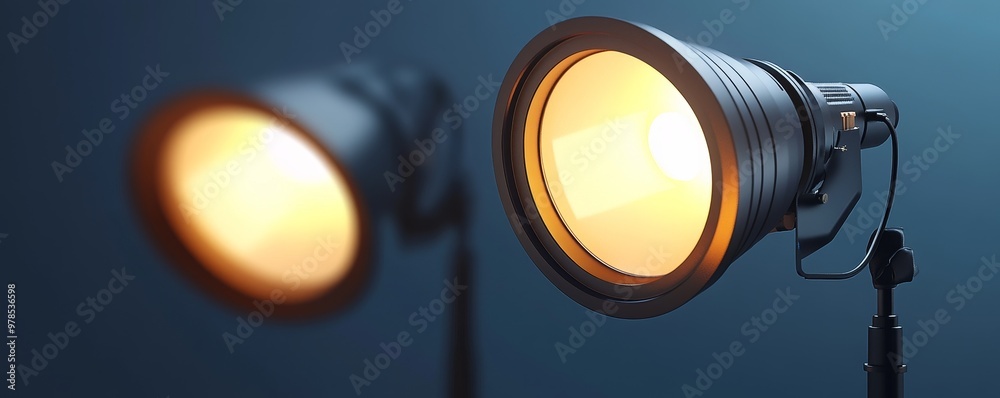 Studio spotlight casting warm light in a creative setup, ideal for ...
