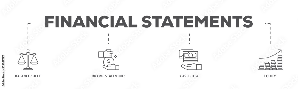 Financial statements infographic icon flow process which consists of ...
