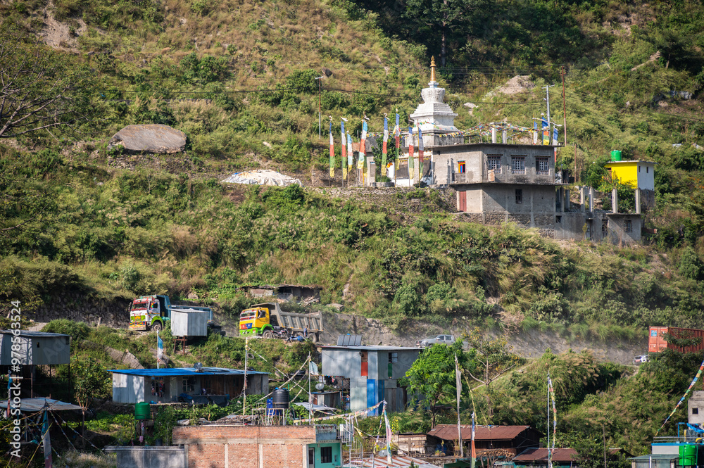 View of Syabrubesi village a beautiful resident village inside the ...