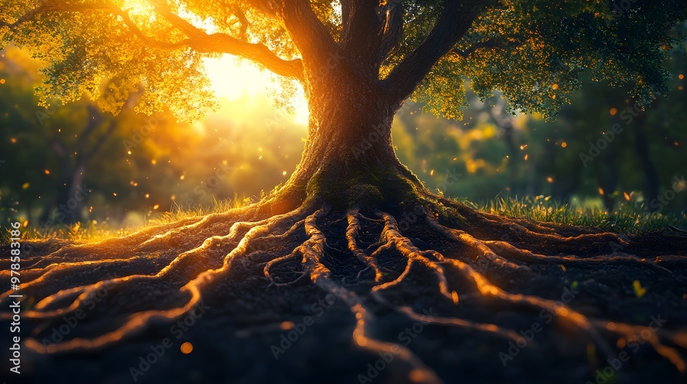 Illustrate a tree with diverse roots intertwining, representing ...