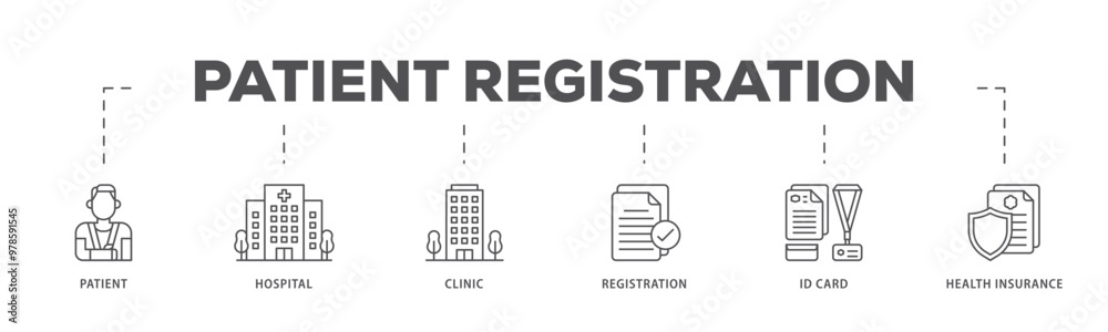 Patient registration infographic icon flow process which consists of ...