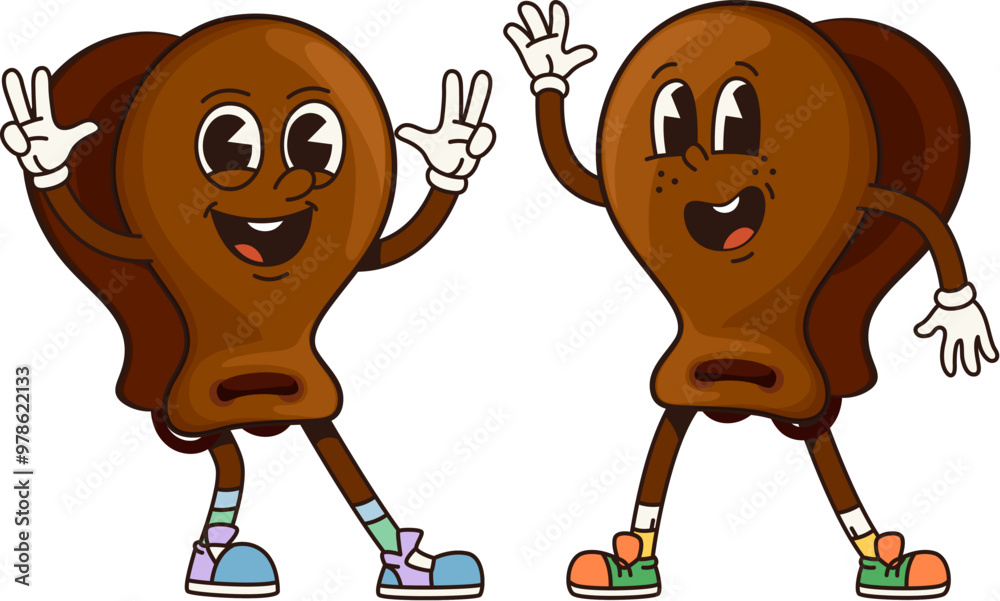 เวกเตอร์ Stock Cartoon castanets groovy musical instrument characters ...