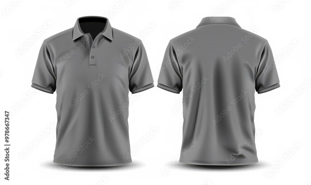 Blank gray male polo t-shirt, template for your design mockup. Front ...