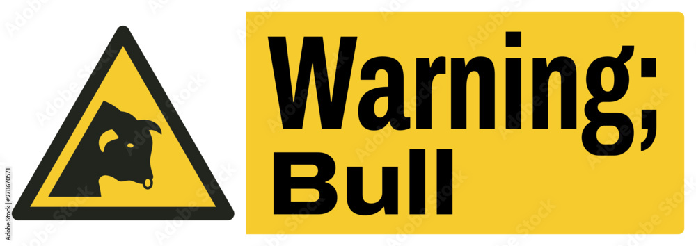 ISO warning safety signs text variation_warning ; bull landscape size 1 ...