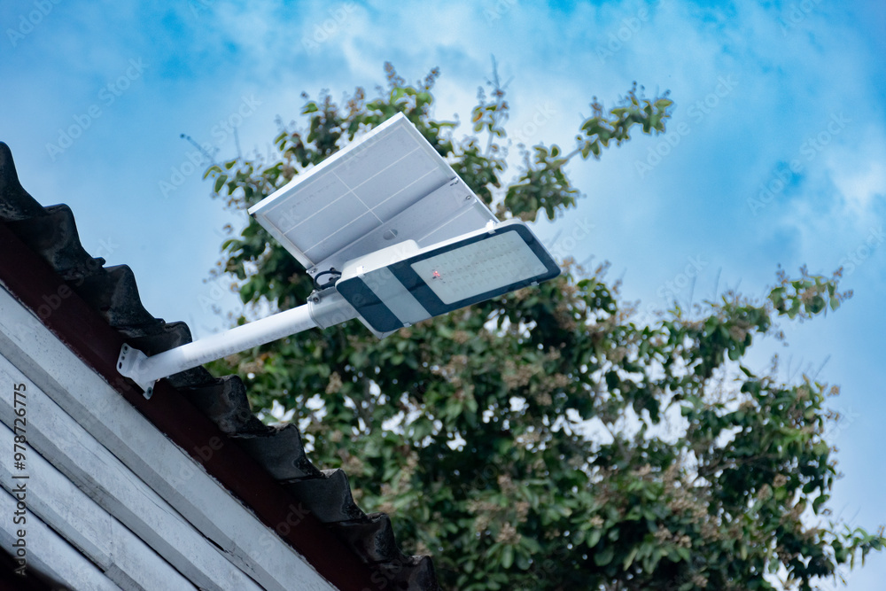 Mini solar cell panel and hd floodlight panal installed together under ...