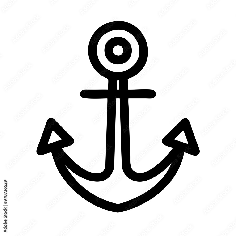 Classic anchor icon in black minimalist design for maritime themes ...