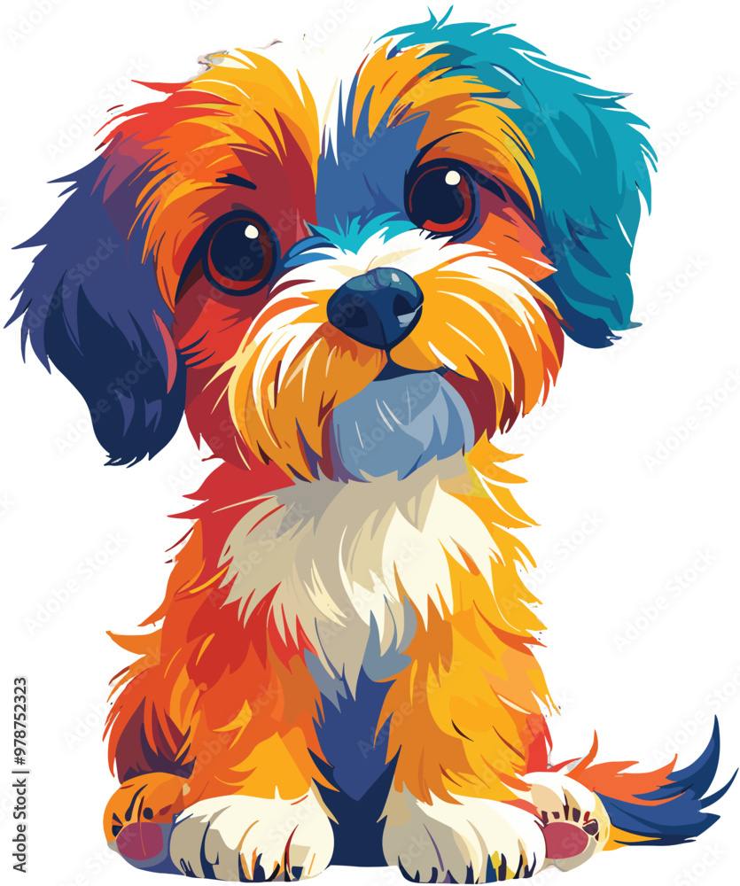 Vector illustration of a cute puppy Stock Vector | Adobe Stock