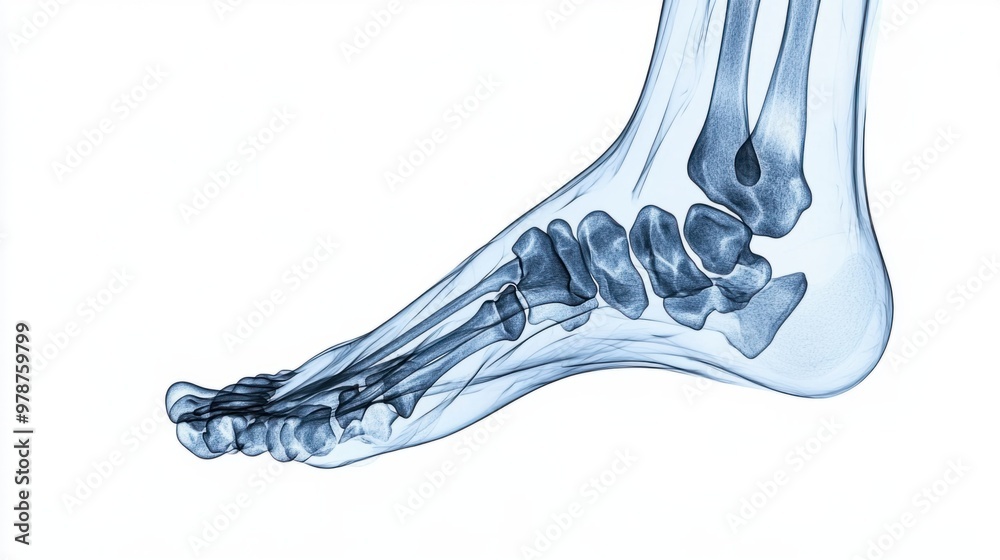 Ilustración de Stock A detailed X-ray icon of a human foot, showing all ...