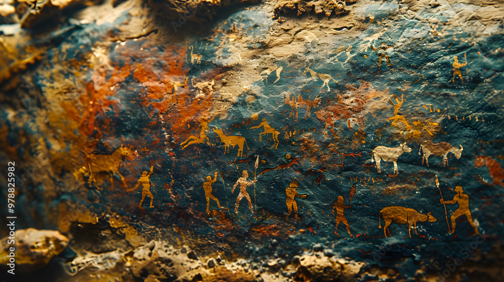 Ancient prehistoric cave paintings showcasing Neanderthal art depicting ...