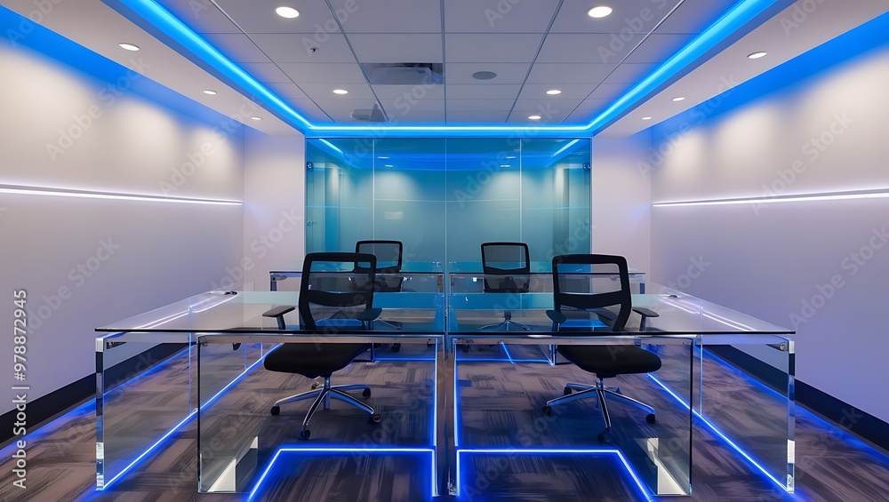 Modern empty open plan office interior, ideas for business presentation ...