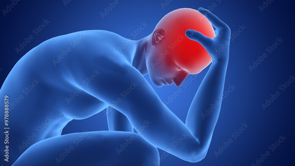 Human Suffering with Severe Headache Anatomy Stock Illustration | Adobe ...