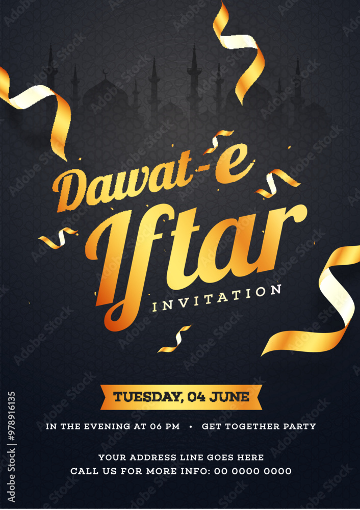 Vector de Stock Dawat-E-Iftar Invitation card design with date, time and venue details. | Adobe ...