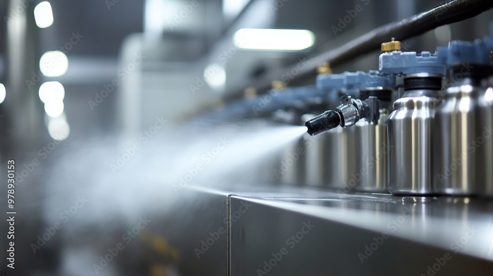 High-pressure steam jet cleaning the interior of a stainless steel tank ...