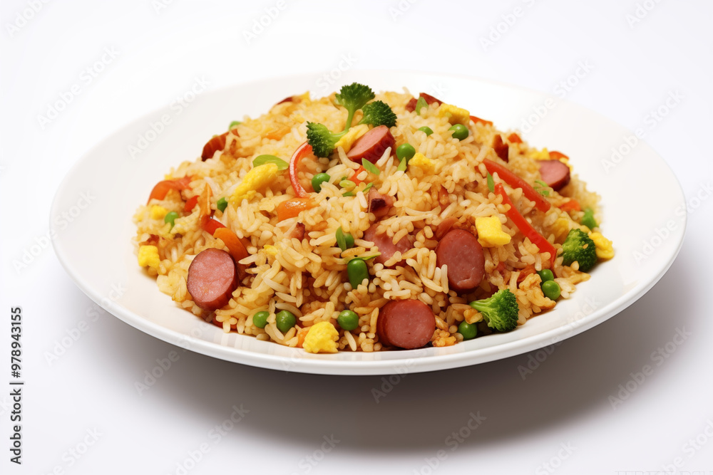 Fried rice on white background. Fried rice themes. Asian cuisine themes ...