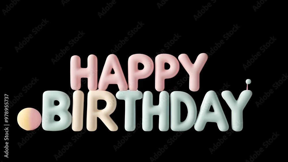 "HAPPY BIRTHDAY" in a minimalist sans-serif font. Soft pastel-colored ...