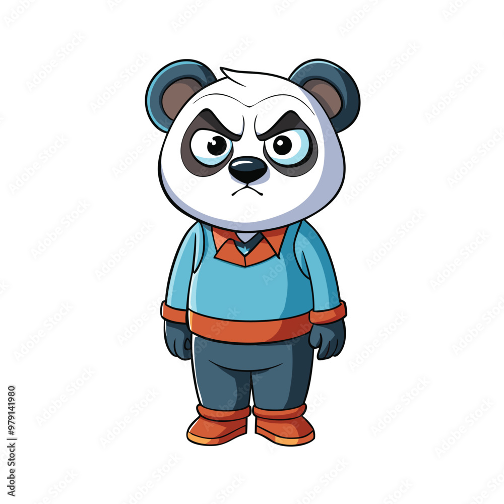 Cute Angry Smart Panda Cartoon Vector Design illustration png cutout on ...
