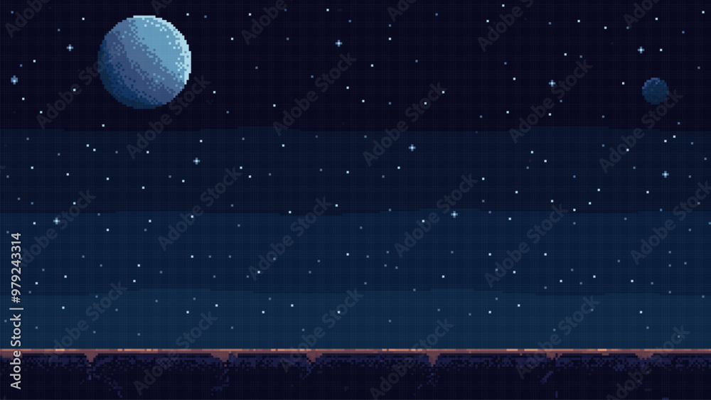 pixel art space game level background, 8 bit retro style video game ...