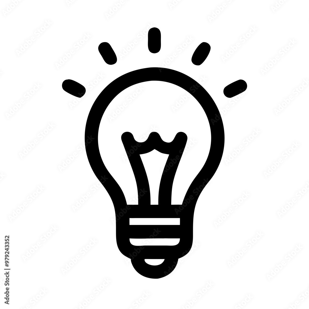 Vector icon of a light bulb, minimalist style, creativity and idea ...