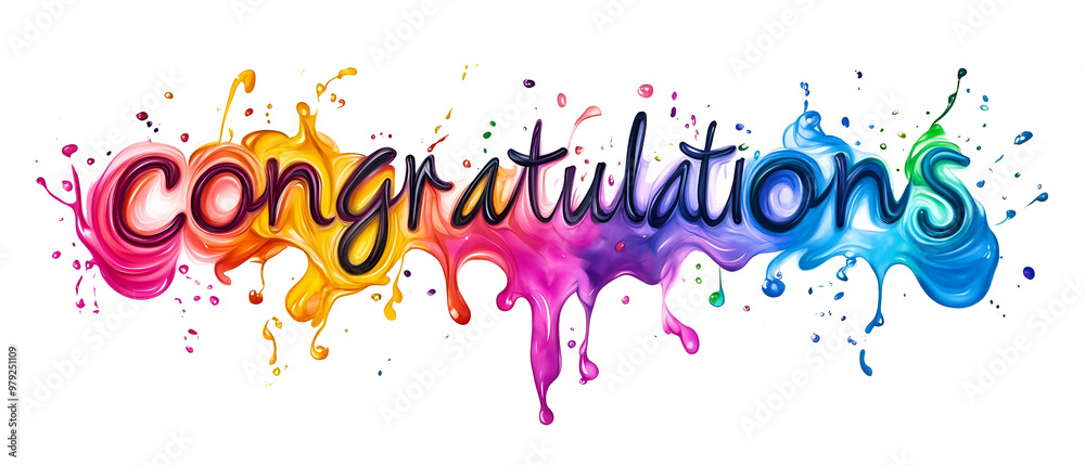 Congratulations png in Colorful Dripping Paint with Vibrant Splash ...
