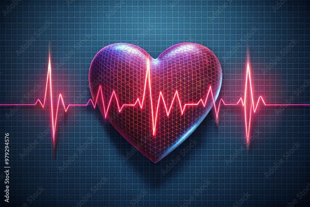An isometric illustration of a heartbeat pattern showing a ventricular premature complex ...