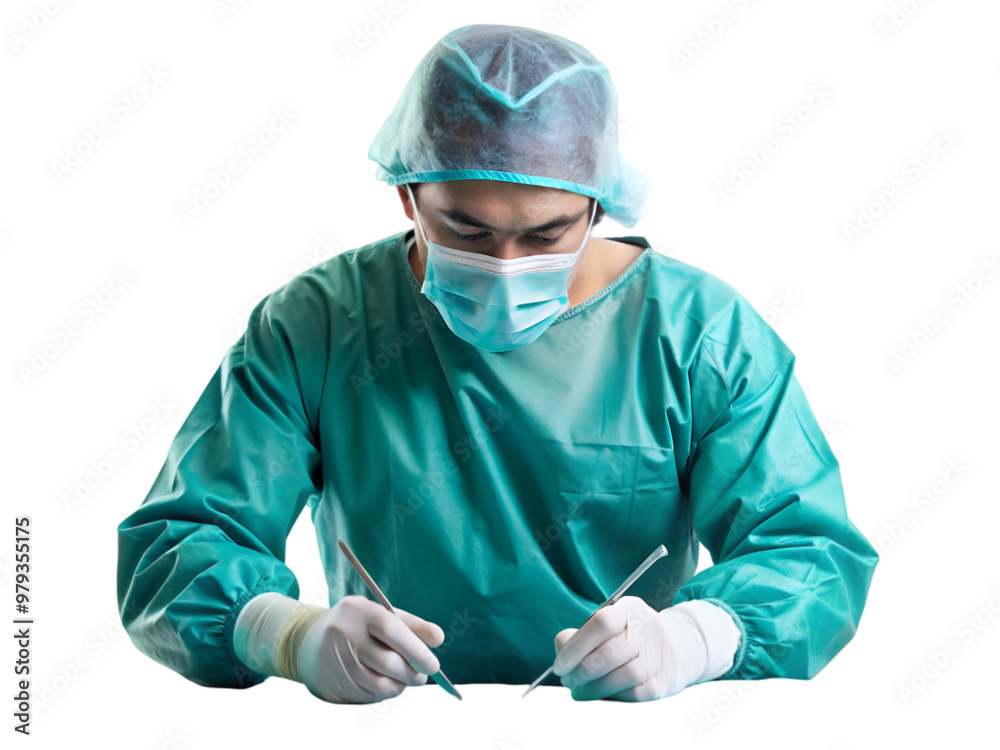 Doctor performing surgery isolated on transparent background Stock ...
