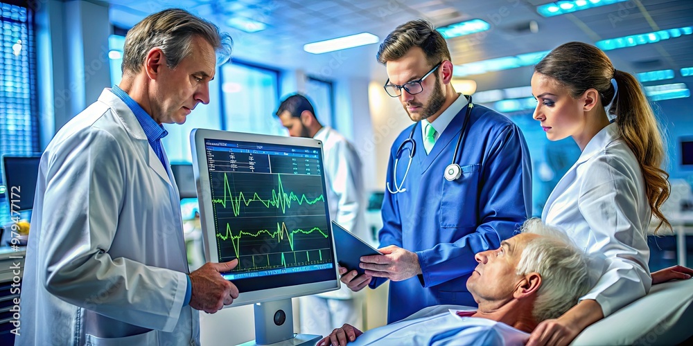 emergency medicine specialist rapidly decoding ECG results in fast ...