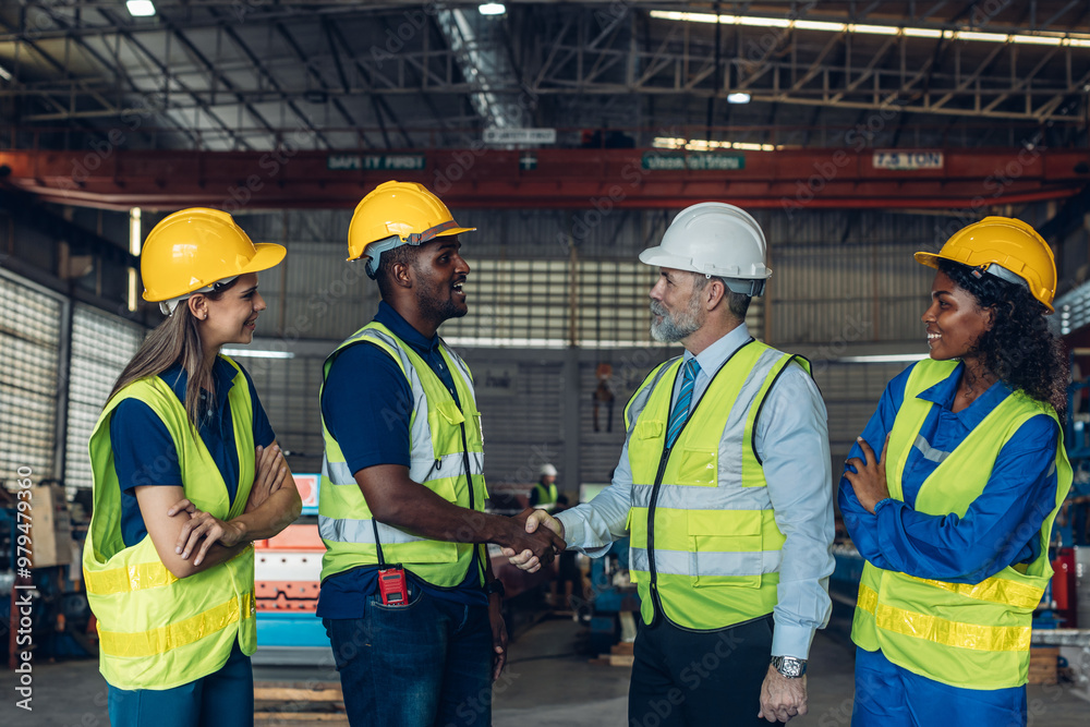 The Manager are taking a safety briefing before work. Implementation of ...