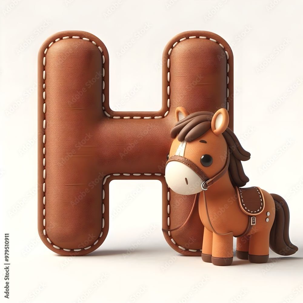 Cute Cartoon Boy Riding Horse Alphabet Letter H Stock Illustration ...