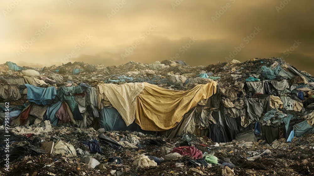 fast fashion landfill discarded clothing mountain environmental crisis visualization textile ...