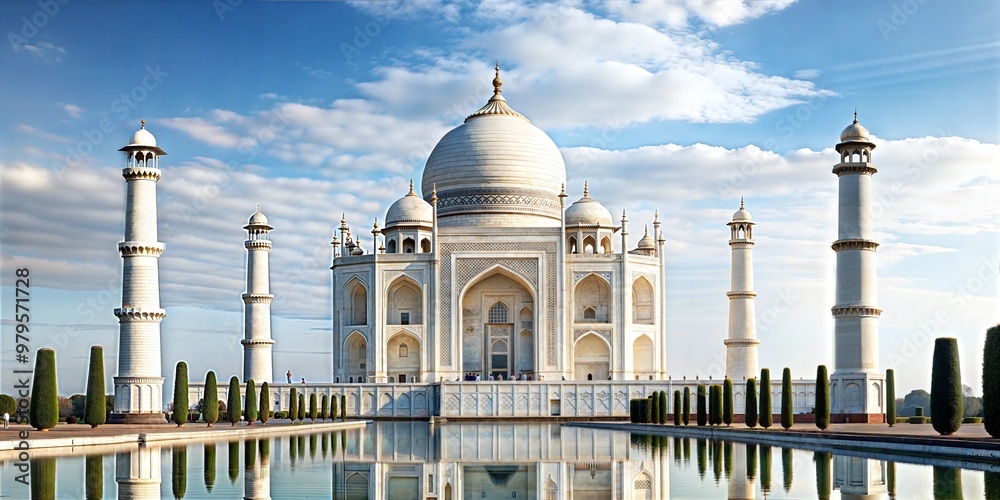 Wide Photograph of the Taj Mahal, Stunning Panoramic View of the Iconic ...