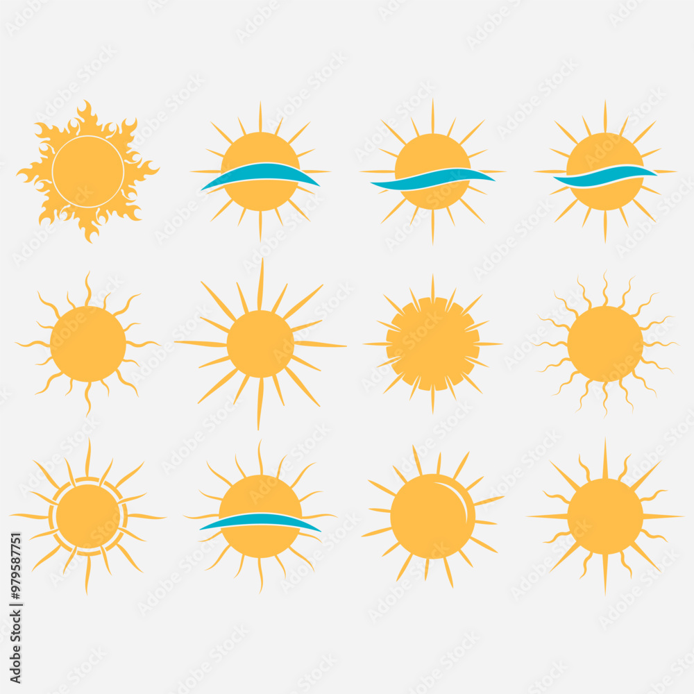 collection of sun logos Stock Vector | Adobe Stock