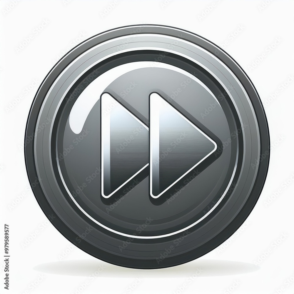 Minimalist Black and White Rewind Button Icon in Circular Design with ...