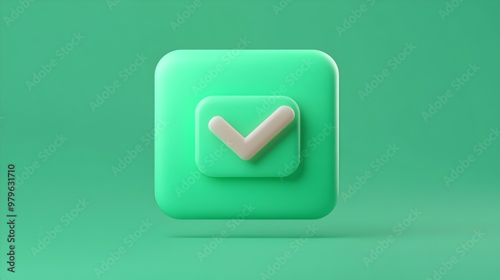 Green 3D Check Mark Icon in UI Design Concept Stock Illustration ...