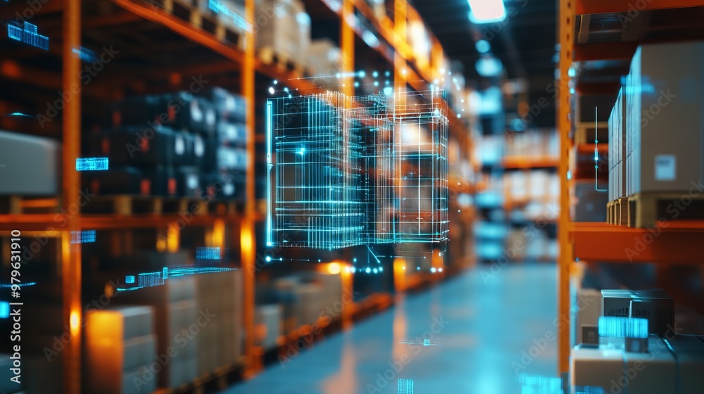 Smart warehouse management system identify package picking and delivery . Future concept of ...