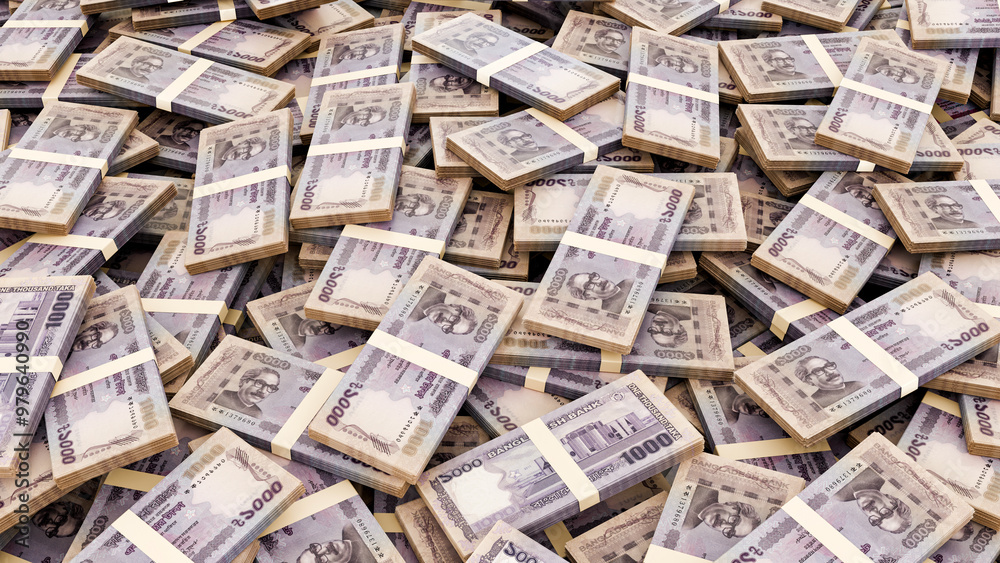Pile of Bangladesh Currency Bundle-Stack of 1000 Taka Notes, High ...