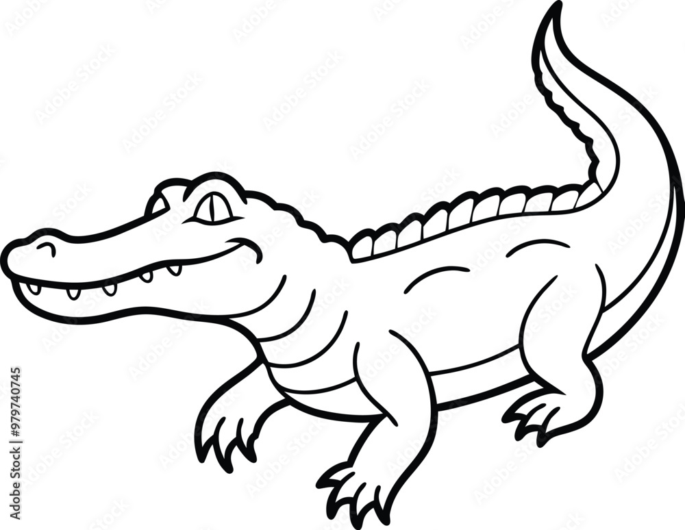 Crocodile logo icon line art vector illustration features a fun and ...