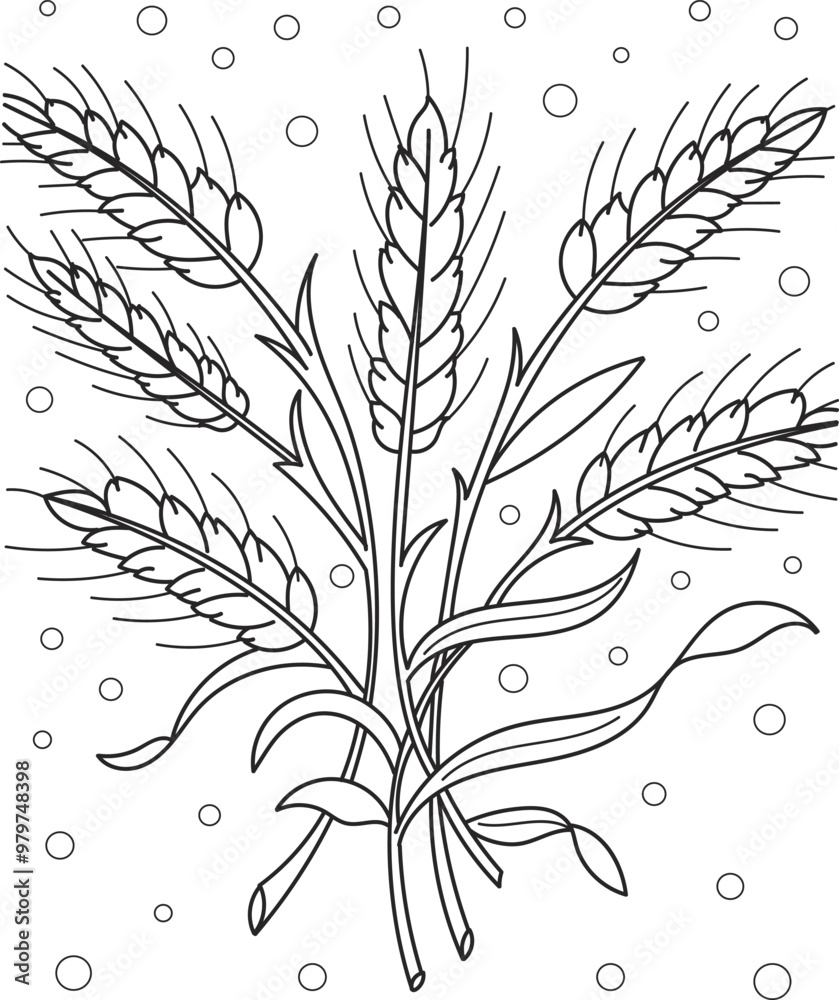 Coloring page outline of cartoon cute wheat. Colorful vector ...