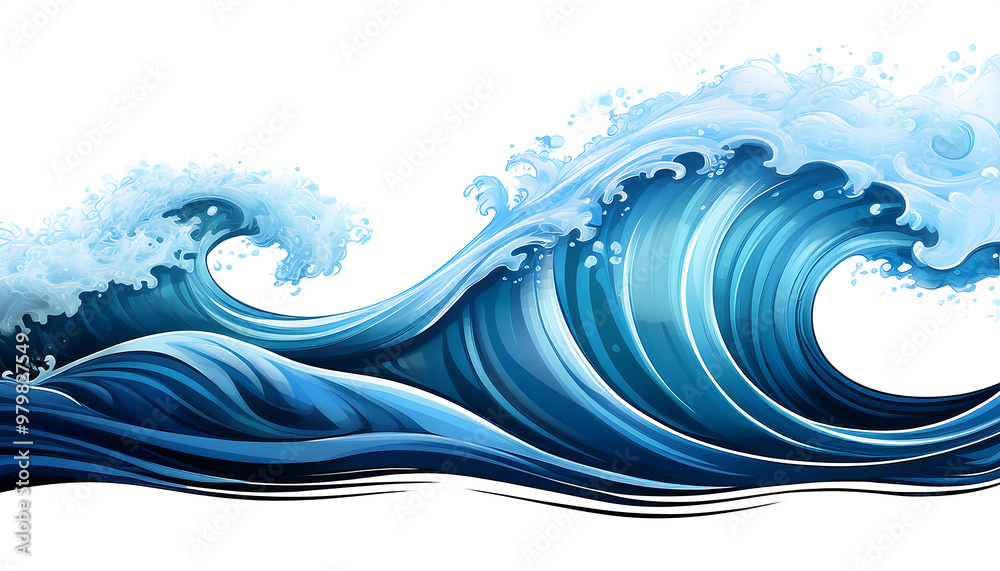 Transparent ocean wave banner – A cartoon-style wave graphic with a ...