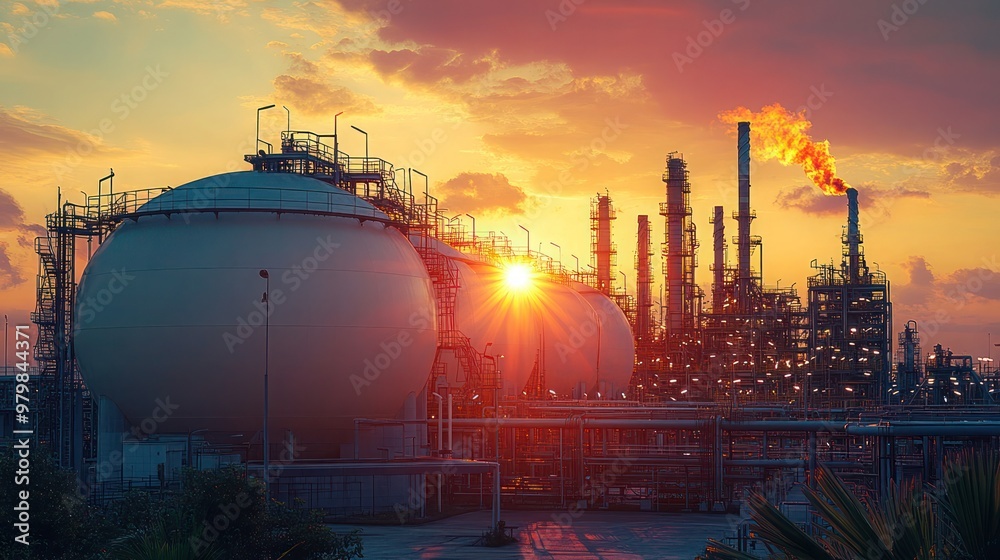 industrial area oil and gas LPG refinery plants and stores pipeline ...