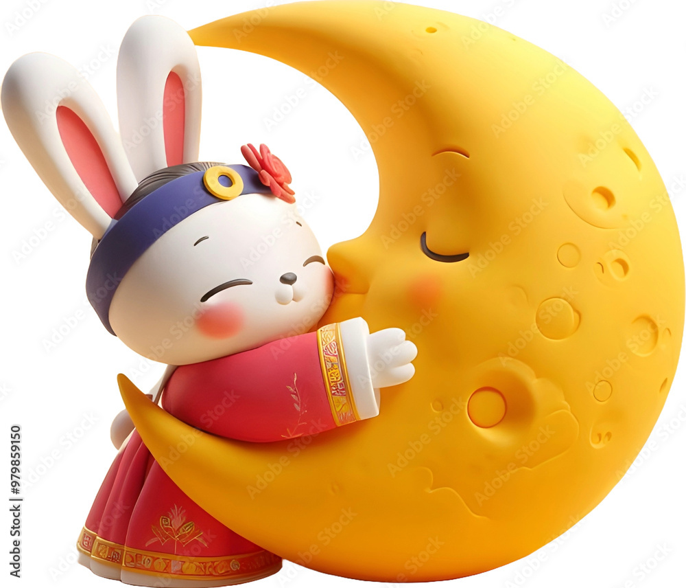 Cute rabbit character wearing traditional Korean hanbok and hugging a ...