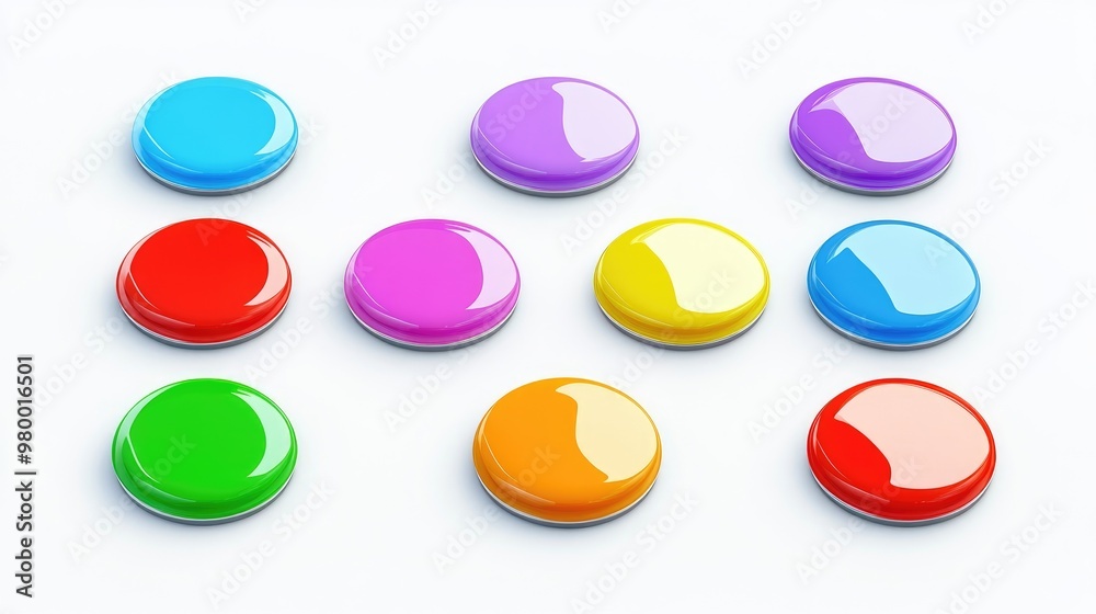 3d colorful badges or buttons set. Realistic labels quick tip, fun ...