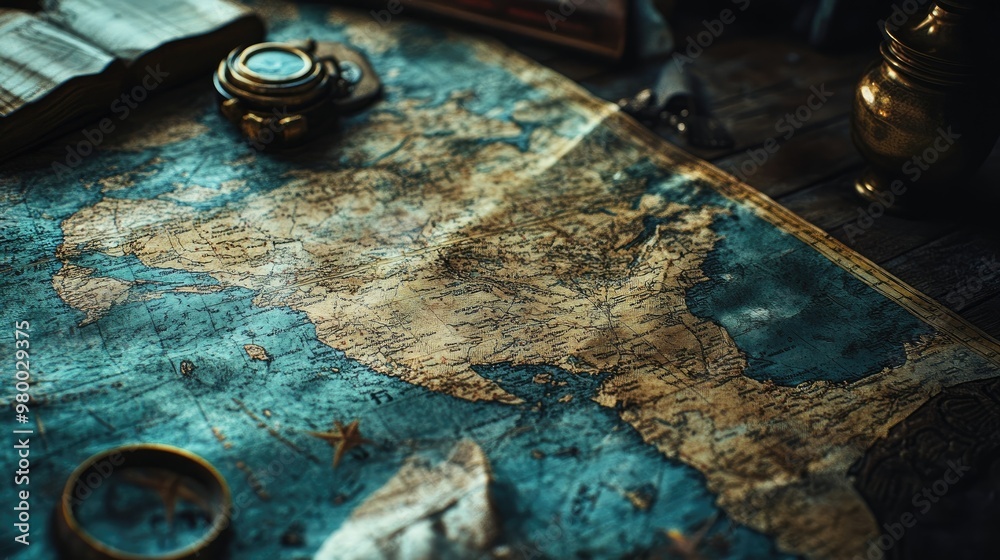 Vintage old sea map background Stock Illustration | Adobe Stock