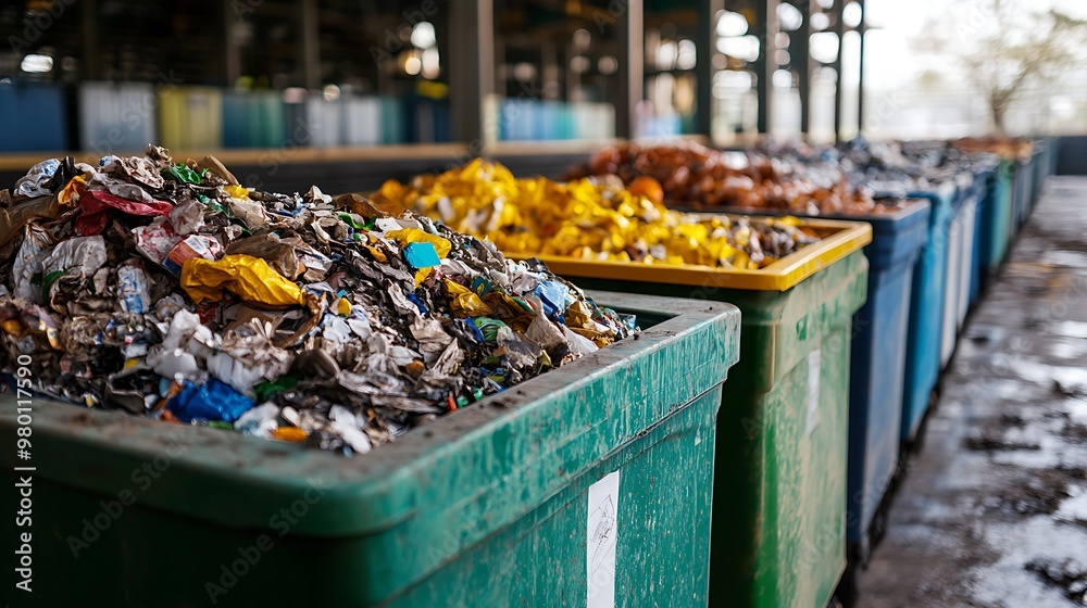Waste segregation bins for separating recyclable and non-recyclable ...