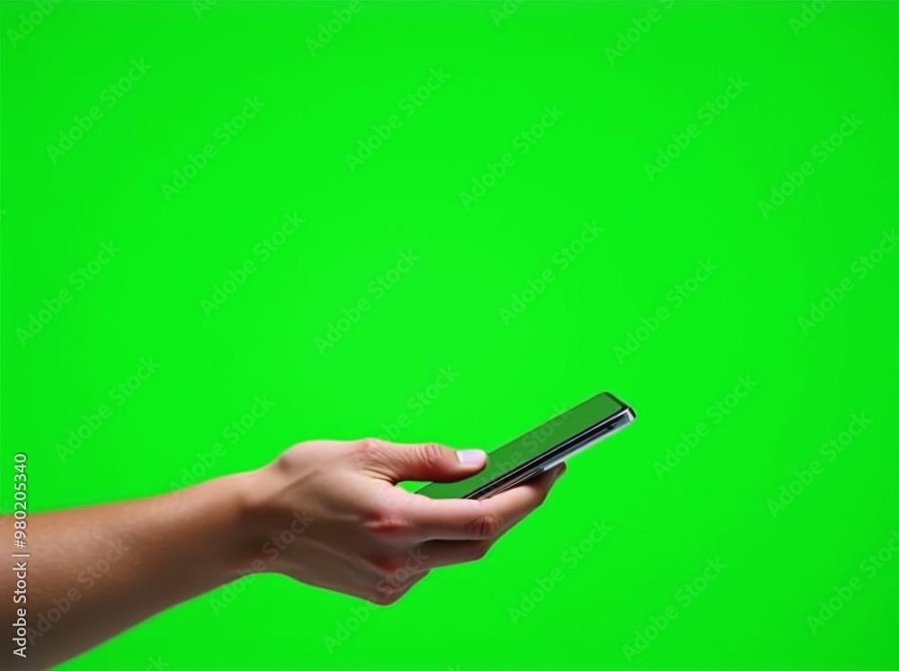 Hand Holding Phone with Green Screen: Mobile Device Mockup for App ...