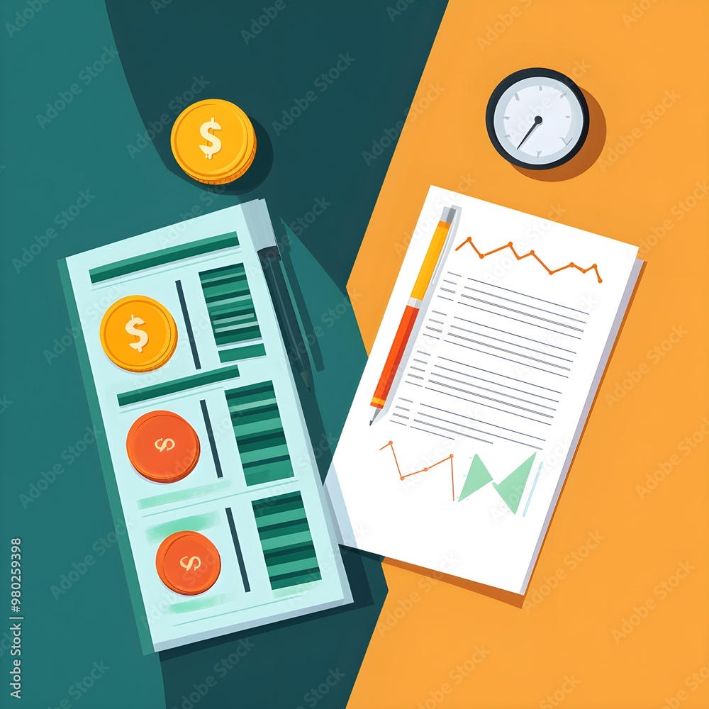 Investment comparison table flat design side view financial analysis ...