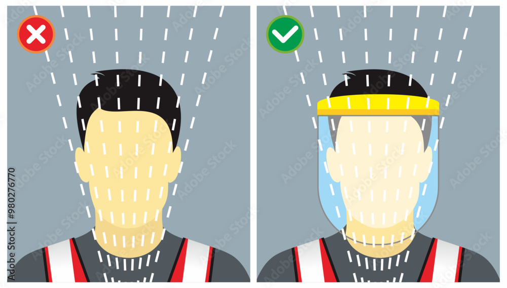 Workplace do and do not face protection safety practice illustration ...