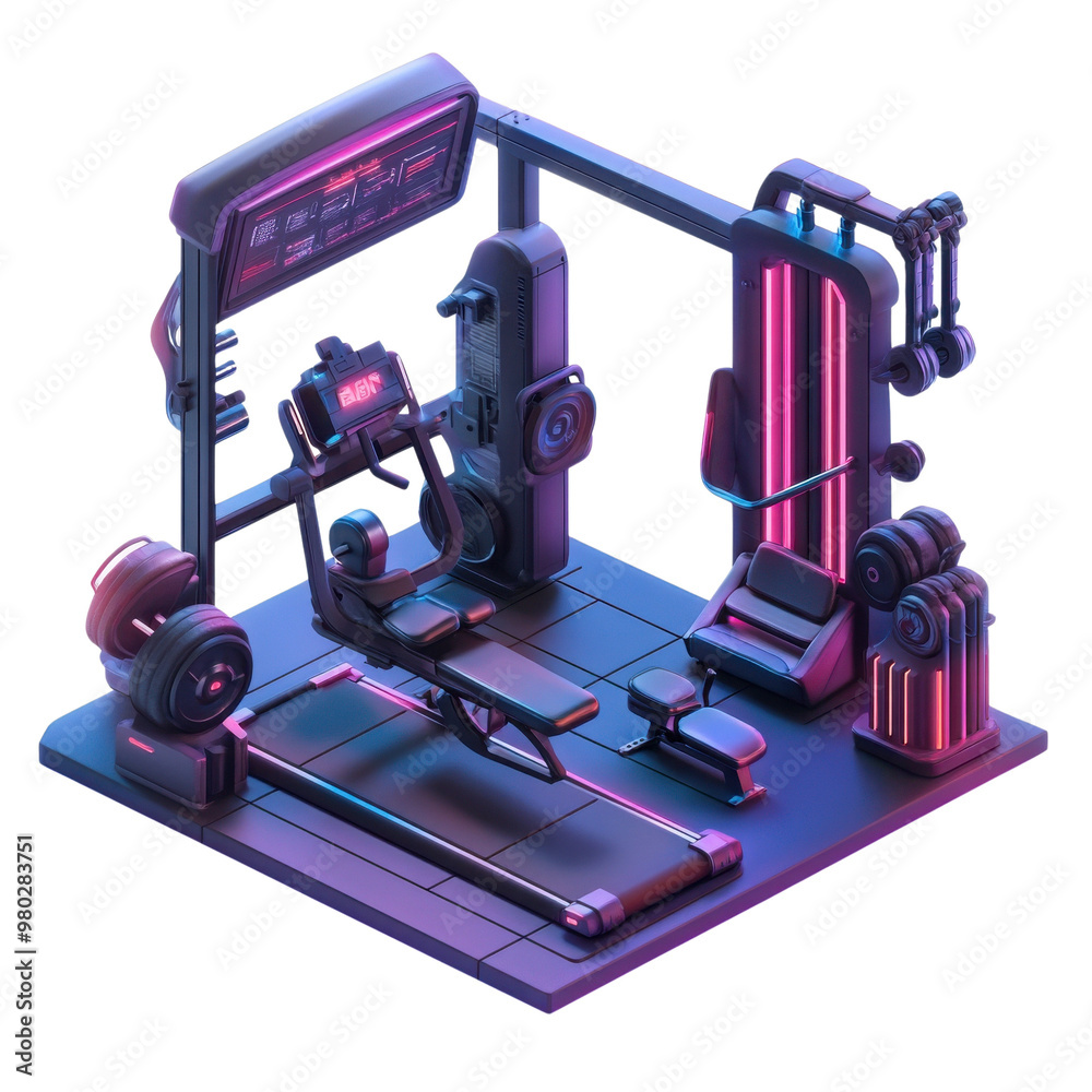 Modern gym equipment setup designed for strength training and fitness ...