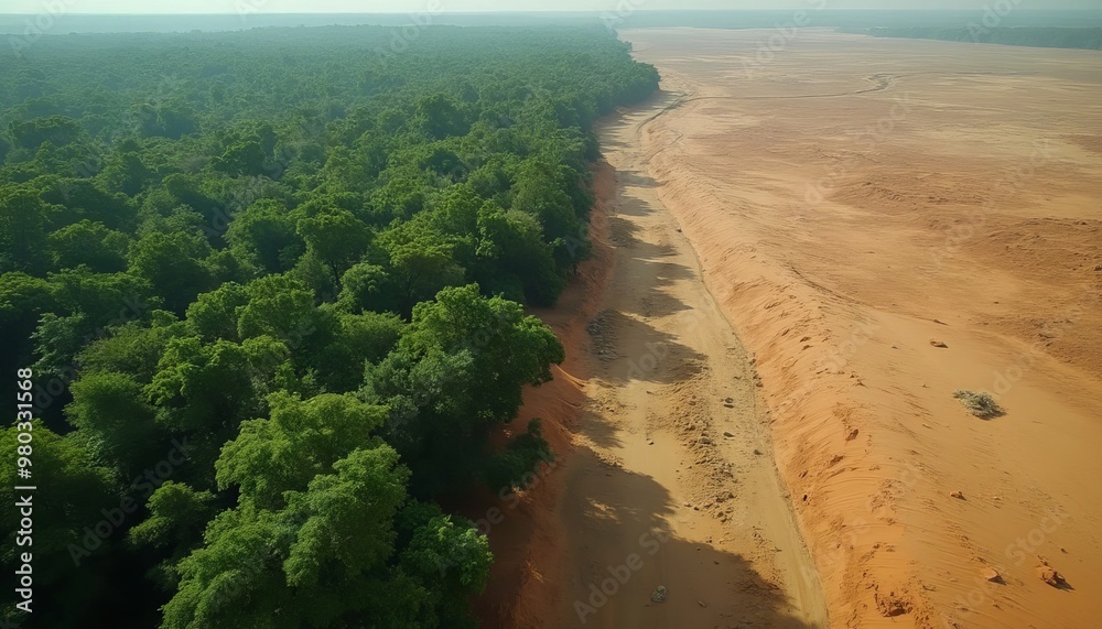 Forest Fading into Desert, Depicting Deforestation and Environmental ...